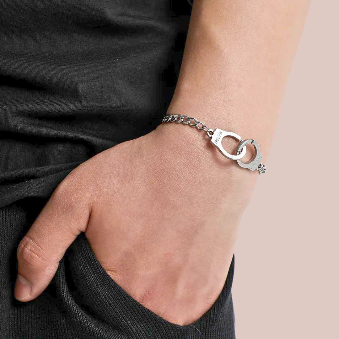 Silver Chunky Chain Freedom Handcuff Bracelet – House of Chastity