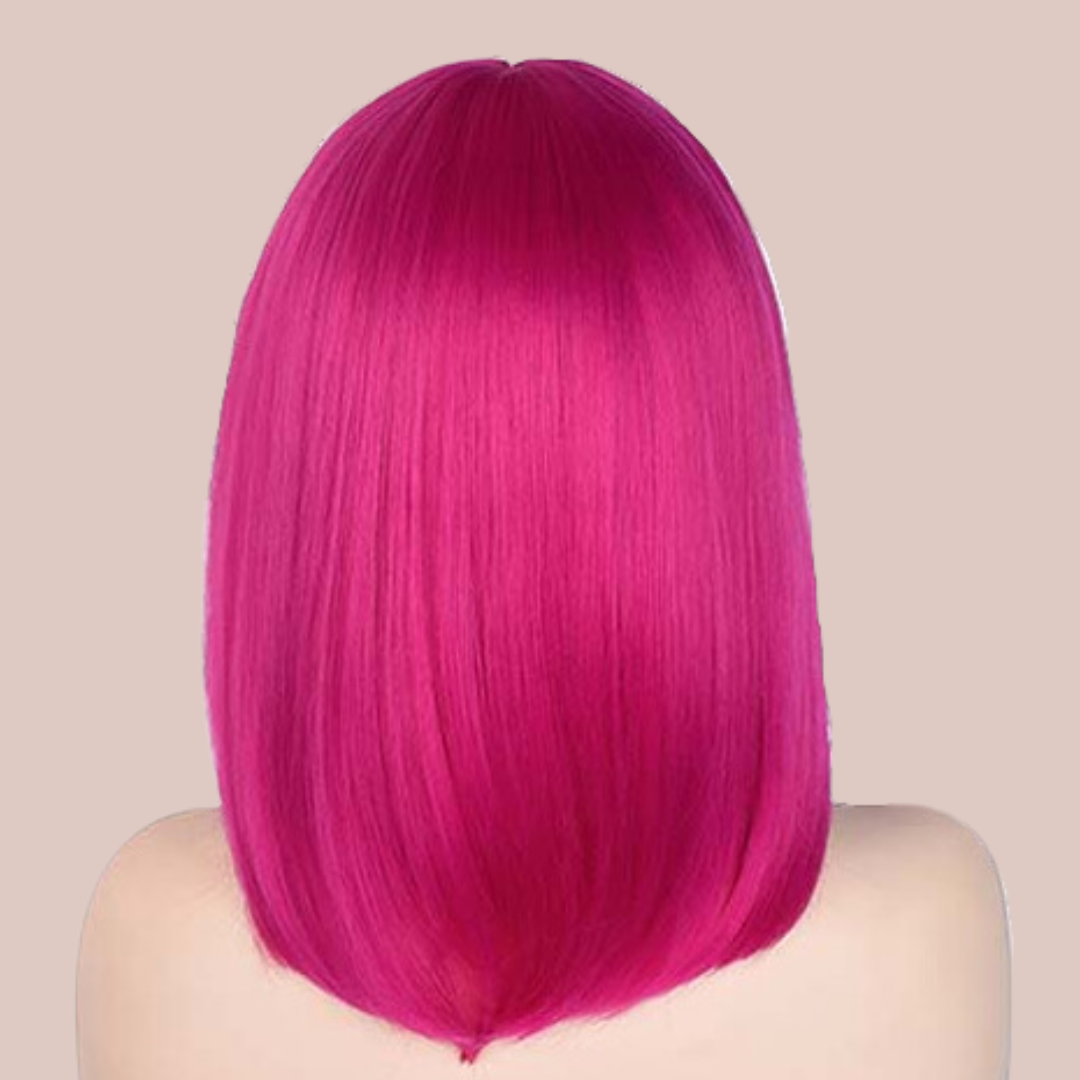 HOC3412 Hot Pink Sharp Bob Wig With Fringe – House of Chastity