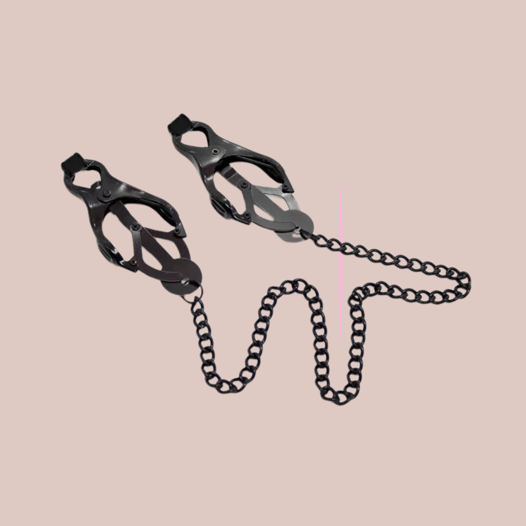Heavy Metal Nipple Clamps With Chain – House of Chastity