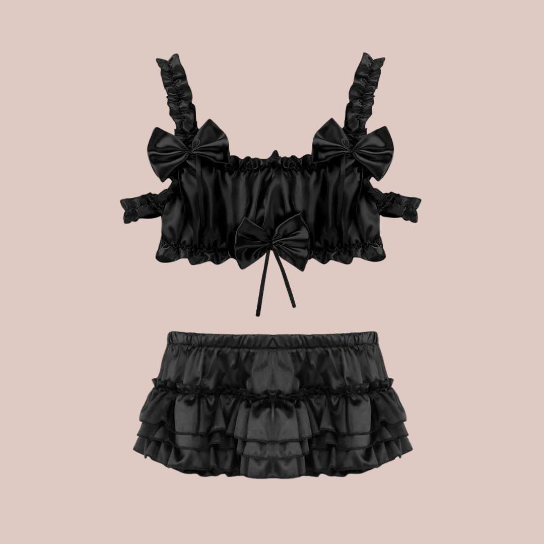 Satin Bra Top & Frilly Panties – House of Chastity