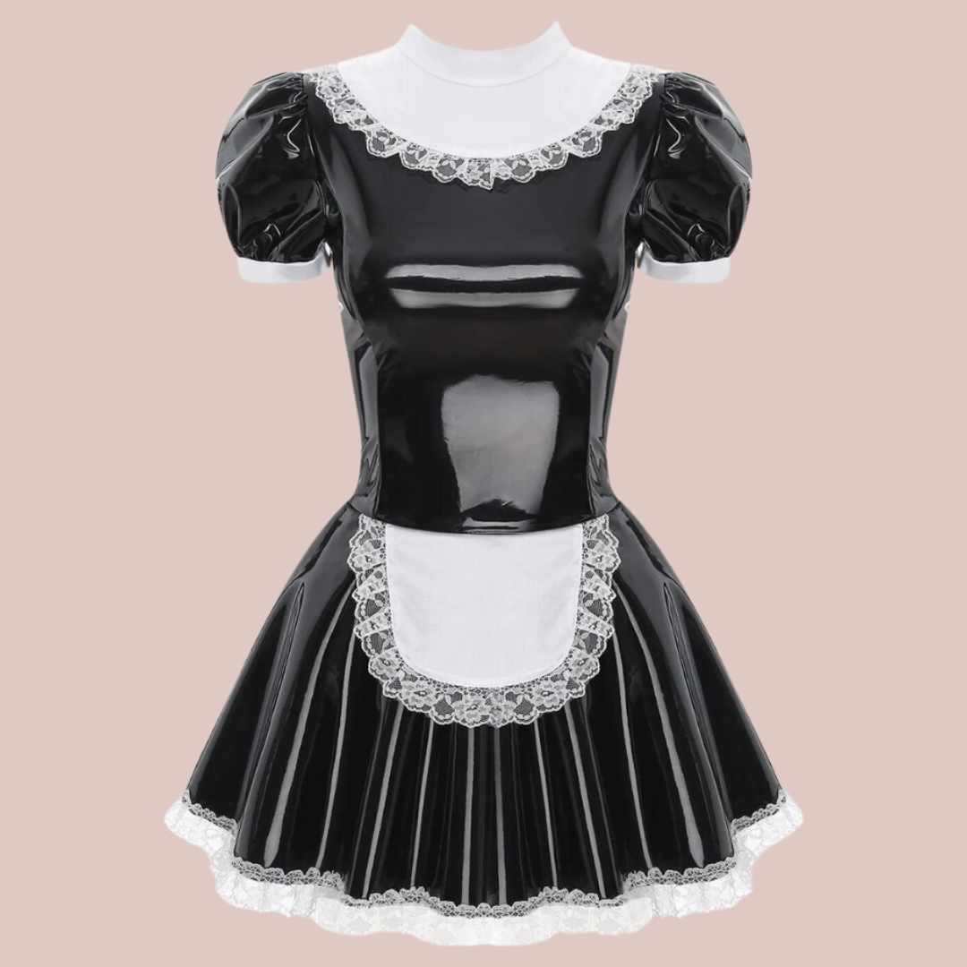 The Maisie Wet Look Maids Dress – House of Chastity